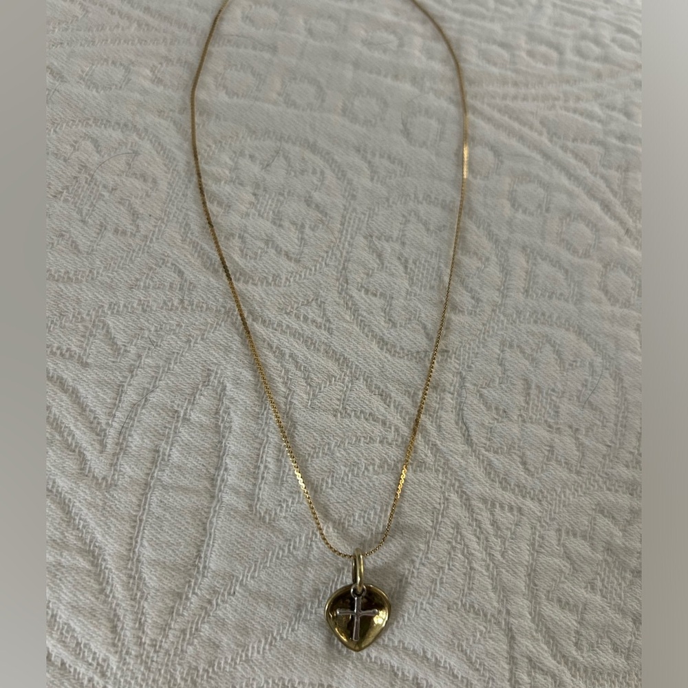 Waxing Poetic Gold Chain And Heart/Cross Pendant - Gem
